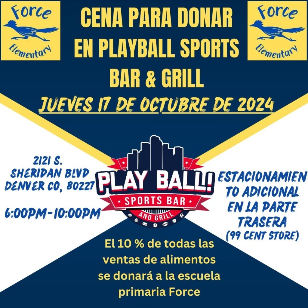 Dine to Donate at Play Ball Sports Bar & Grill | Force Elementary